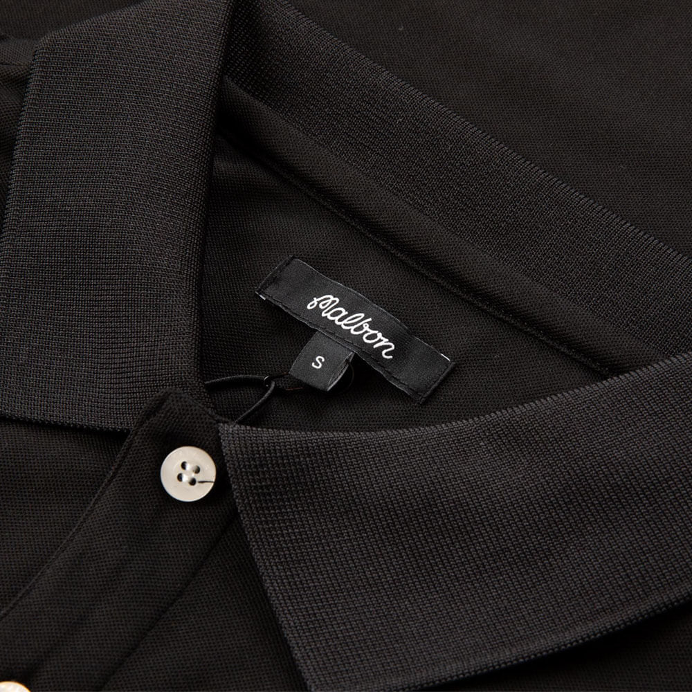 Malbon Evergreen Paneled Pique Golf Polo Blackcharcoal Ss24 Golfio