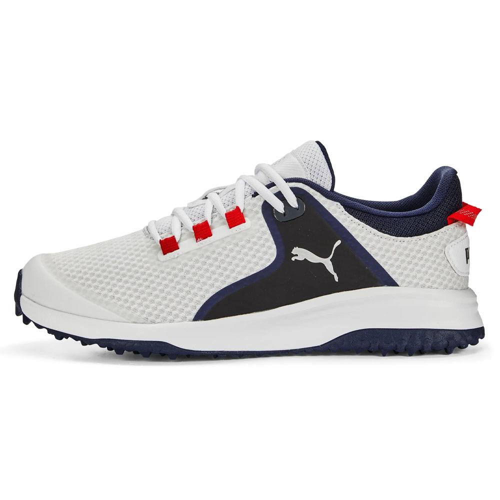 PUMA Fusion Grip Spikeless Golf Shoes White/Silver/Navy - 24 Men – Golfio