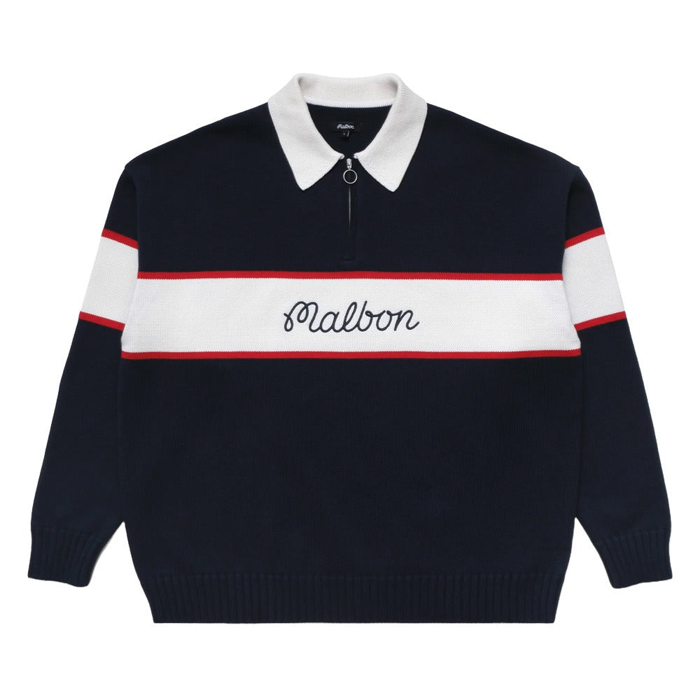 Malbon Bennet Knit Polo Golf Sweater Navy - FW24 Men – Golfio