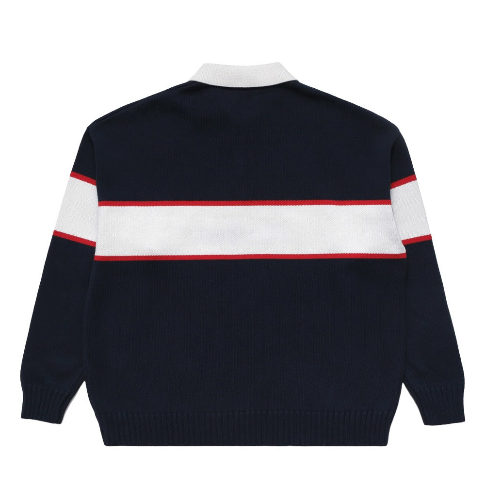 Malbon Bennet Knit Polo Golf Sweater Navy - FW24 Men – Golfio