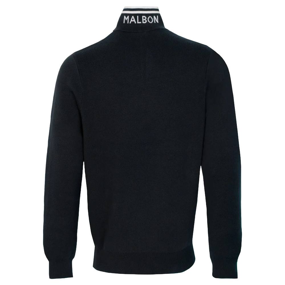 Malbon Evergreen Sorrel Knit 1/4 Zip Golf Pullover Black - FW24 Men ...