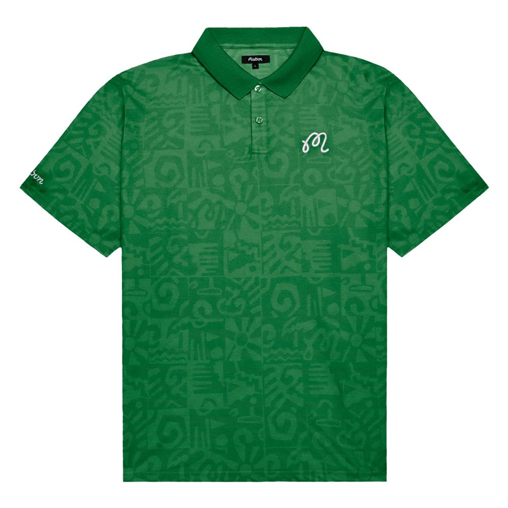 Malbon Mezzi Performance Pique Printed Golf Polo Kelly Green - SS25 Me – Golfio