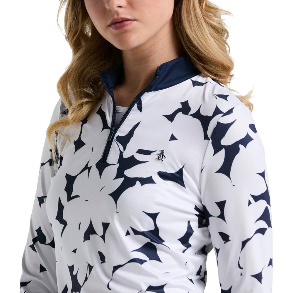 Original Penguin Riviera Floral Sun Protection Golf Pullover Black Iri ...